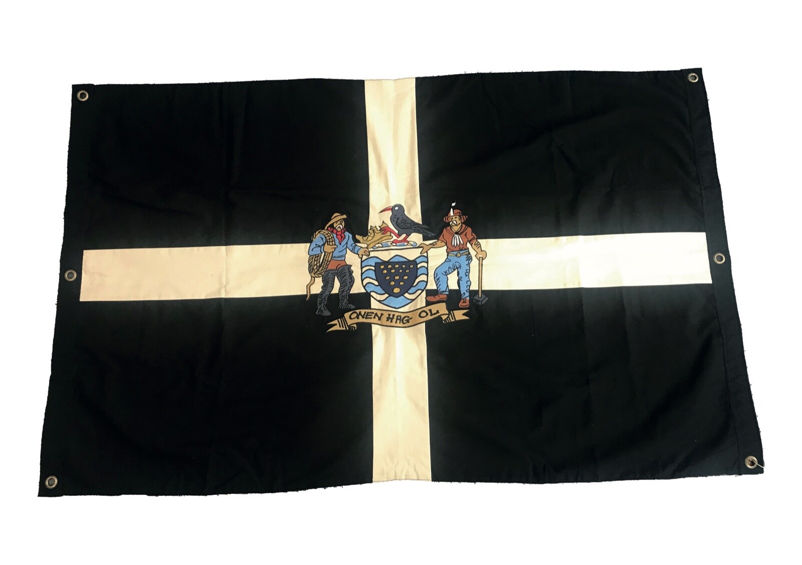 Cornwall St Pirans Flag Cushion with Embroidered Cornish Crest Two ...