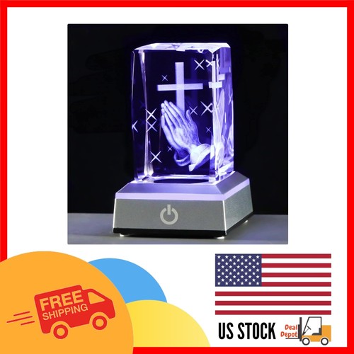 Laser Engraved 3D Crystal Cross with Colorful LED Light - Religious ...