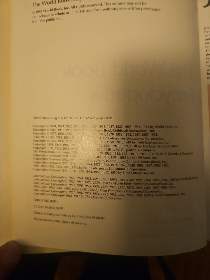 The World Book Encyclopedia 1995 J-K Volume 11. a Scott Feter Company ...