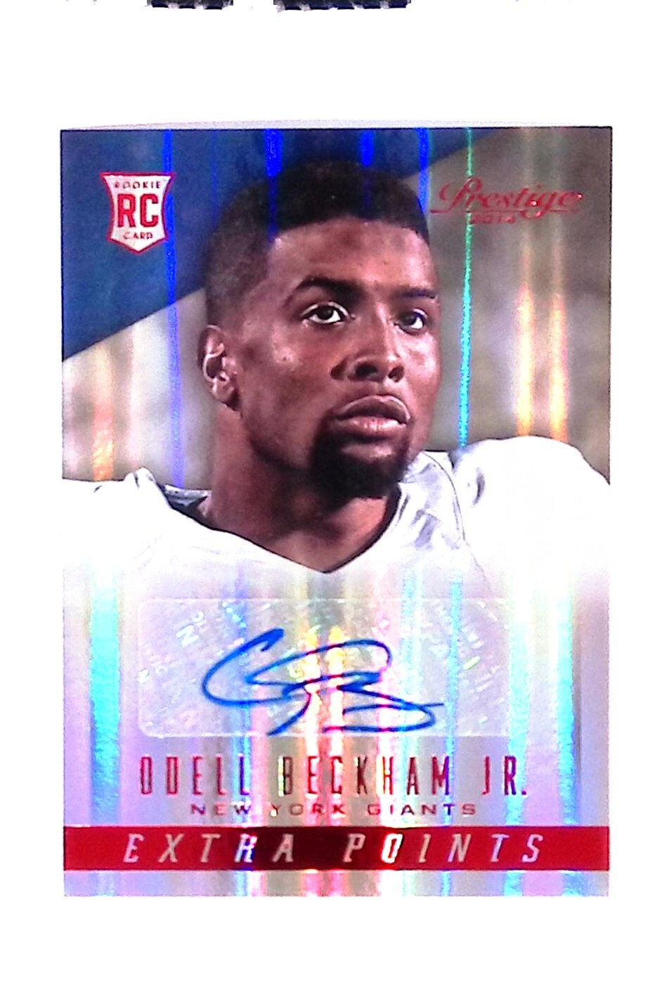 2014 Prestige Odell Beckham Jr. Red Foil Extra Points Rookie Auto Card ...