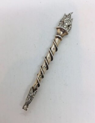 Trifari Antique Alfred Philippe Sterling Silver Rhinestone Flame Torch ...