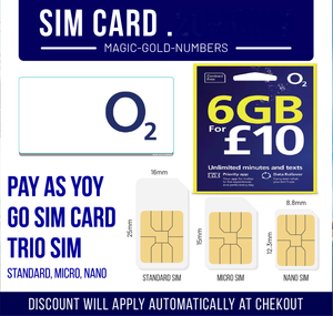O2 Sim Card Pay As You Go PAYG ONLY 20P 2G/3G/4G Standard Micro Nano 02 ...