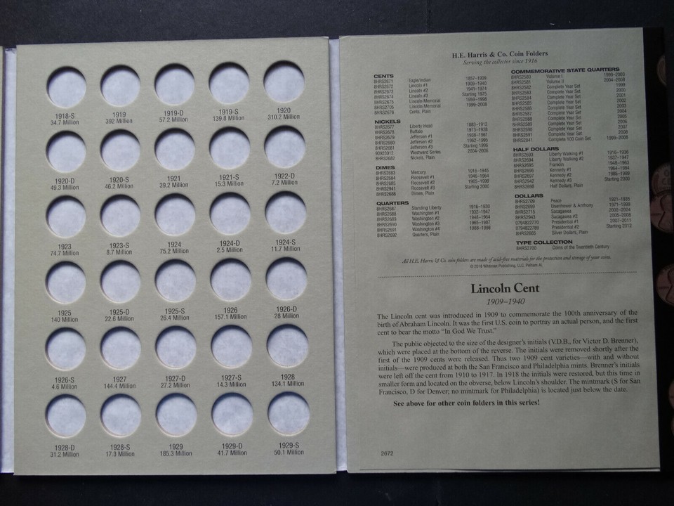 Set of 2 - He Harris Flying Eagle Indian Penny Coin Folders 1857-1940 ...