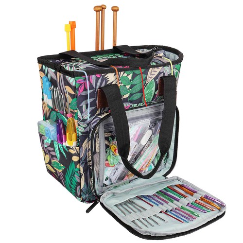 Knitting Bag Large Yarn Storage Tote Organizer Crochet Hook Craft ...
