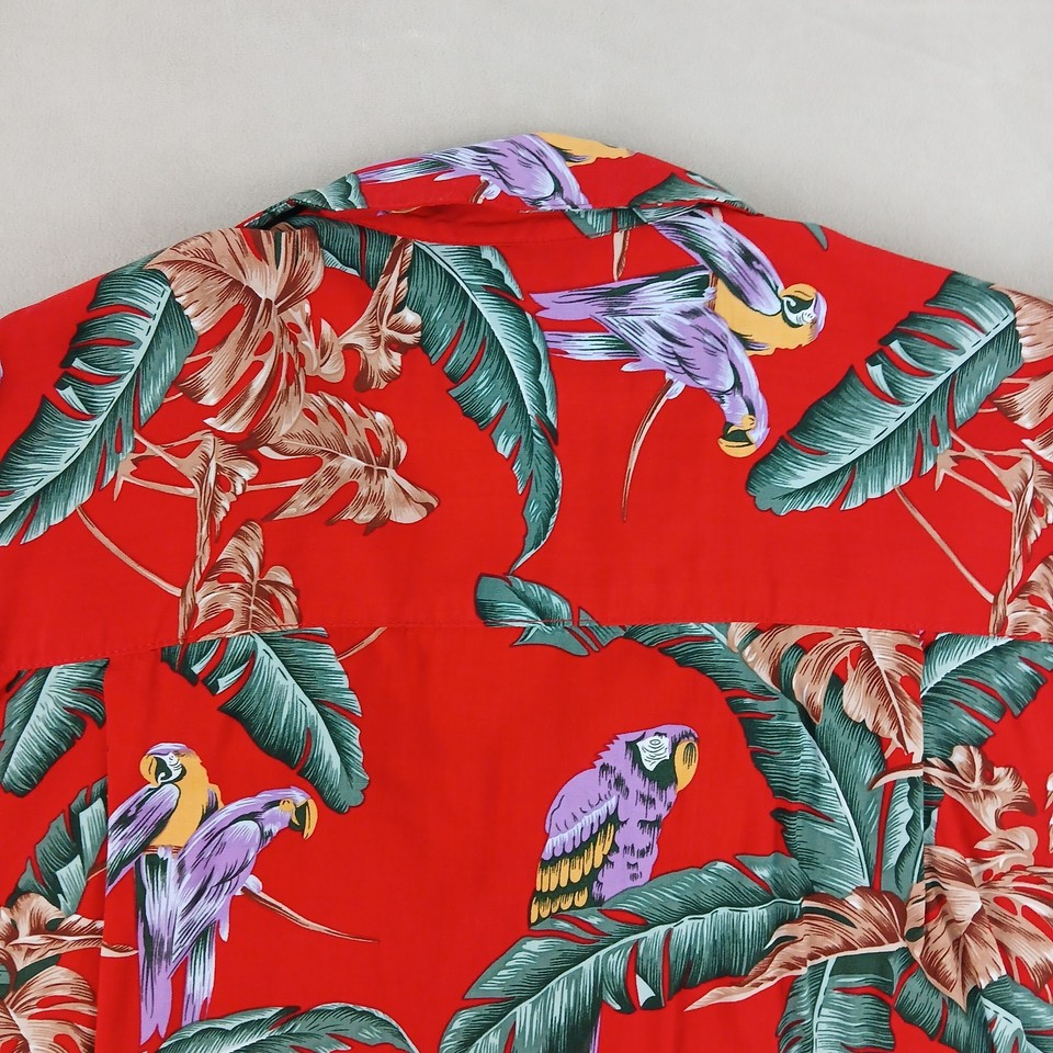 Paradise Found Jungle Bird Large Mens Shirt Hawaiian Camp 25x29 Magnum PI FLAW | eBay