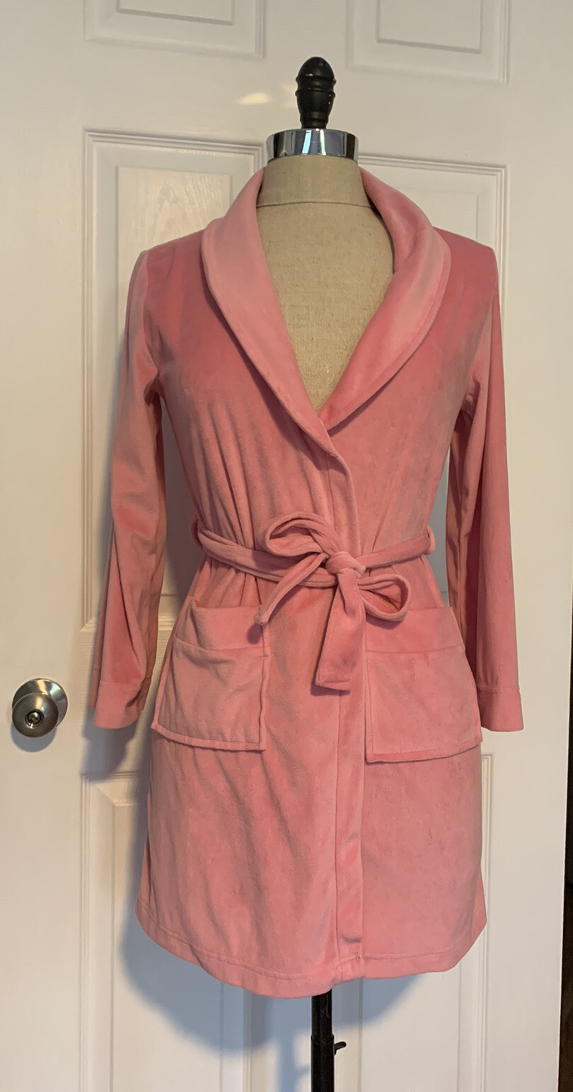 Iconic Juicy Couture Y2K Robe Top Pink Velvet Gold Gl… - Gem