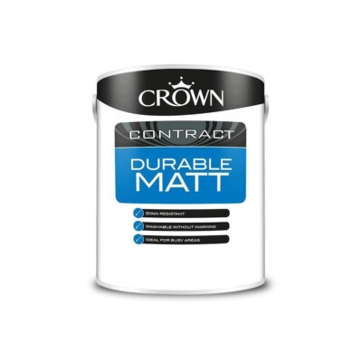 Crown Durable Matt Brilliant White Washable Tough Paint Hallways and ...