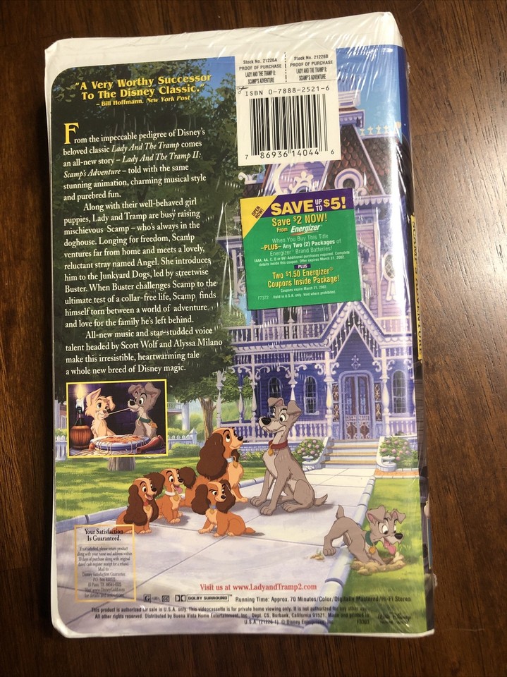 Lady and the Tramp 2: Scamp's Adventure (VHS, 2001) Disney Children ...