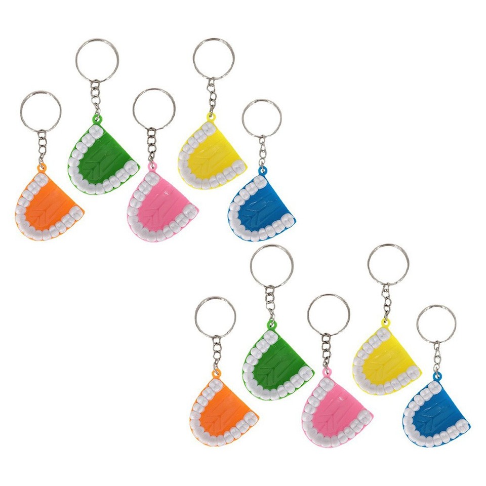 10 Pcs False Teeth Key Rings Cute Keychain Charms Funny Keychains ...