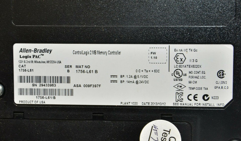 1756L63-B Allen-Bradley 1A 5V Logix 5563 Processor ControlLogix --SA | eBay