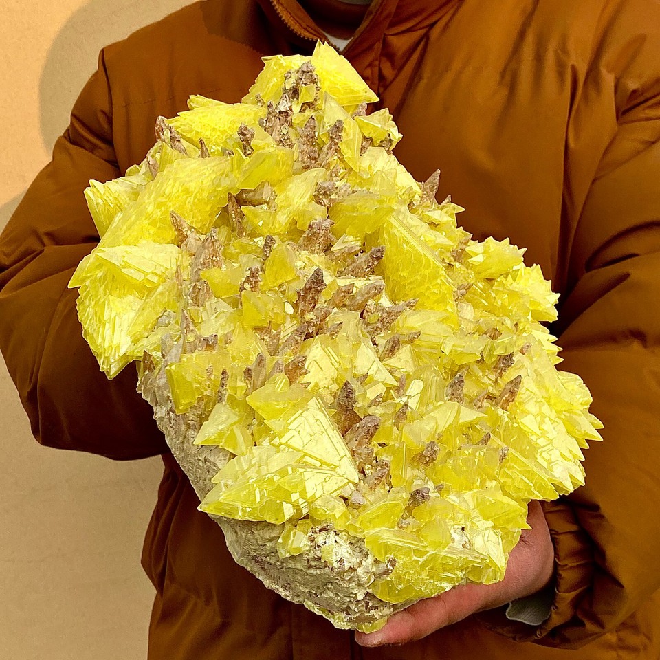 21.32LB Rare yellow sulfur crystal quartz crystal mineral specimen | eBay