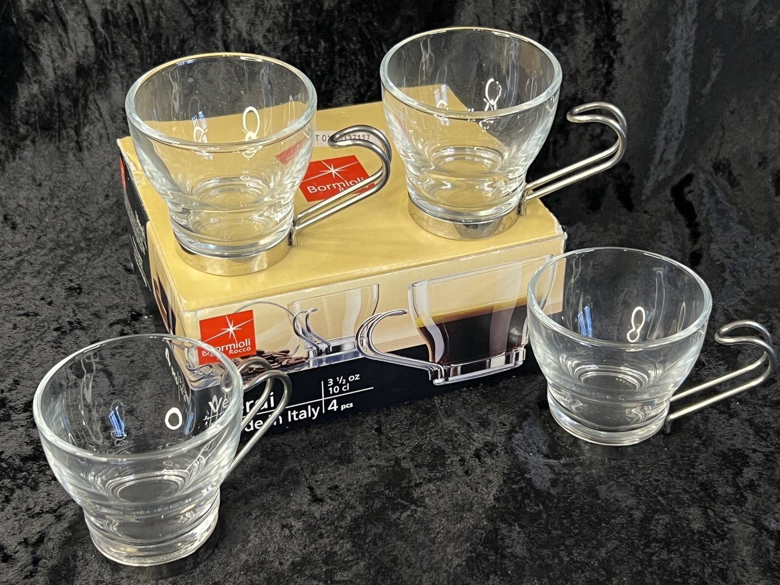 Set of 4 Bormioli Rocco Italy VERDI 3 1/2oz Espresso Coffee Glass ...