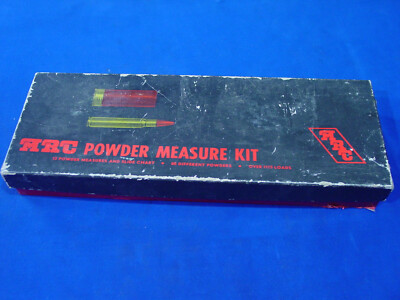 VINTAGE MRC POWDER MEASURE KIT 13 POWDER MEASURES & SLIDE CHART MEQUON ...