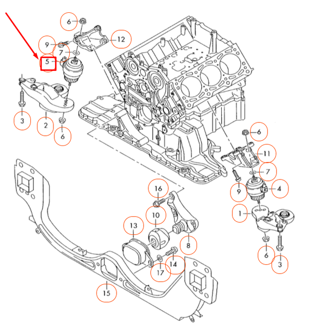 Genuine Audi A6 C6 3.0 TDI Diesel Engine Mount 4F0199382BL Electric for ...