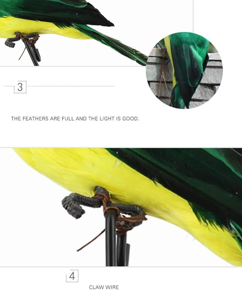 LWINGFLYER Green Artificial Parrot Life Size Foam Feather Parrot Macaw ...