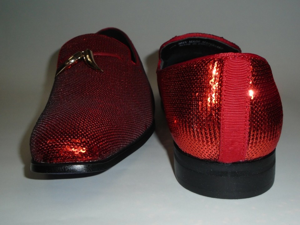 Mens Amazing Shiny Sparkly Cherry Red Sequin Dress Shoes After Midnight ...