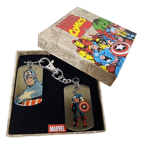 Avengers Captain America Dog tag Pendant & Keychain MARVEL Comics Boxed ...
