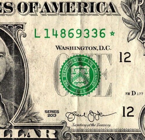 2013 L Star Note FANCY SERIAL NUMBER ONE DOLLAR Regular Run | eBay