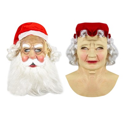 Realistic Santa Latex Mask with Hat Full Face Props for Halloween Party ...