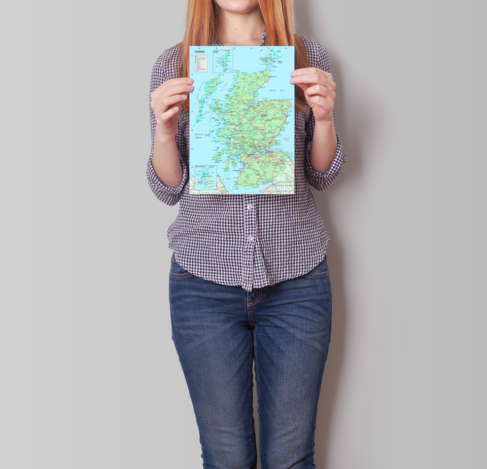 LAMINATED SCOTLAND MAP POSTER EDUCATIONAL SCHOOL WALL ART A1 A2 A4 ...