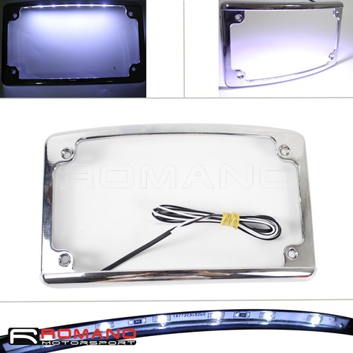 Motorcycle Chrome License Plate Holder Frame With Curved LED License ...