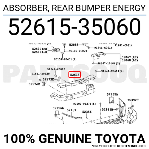 5261535060 Genuine Toyota ABSORBER, REAR BUMPER ENERGY 52615-35060 | eBay