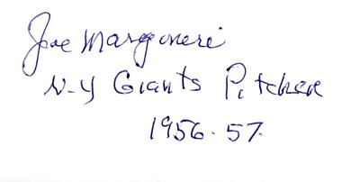 JOE MARGONERI SMALL CUT SIGNATURE AUTO "NY GIANTS PITCHER 1956-57" | eBay