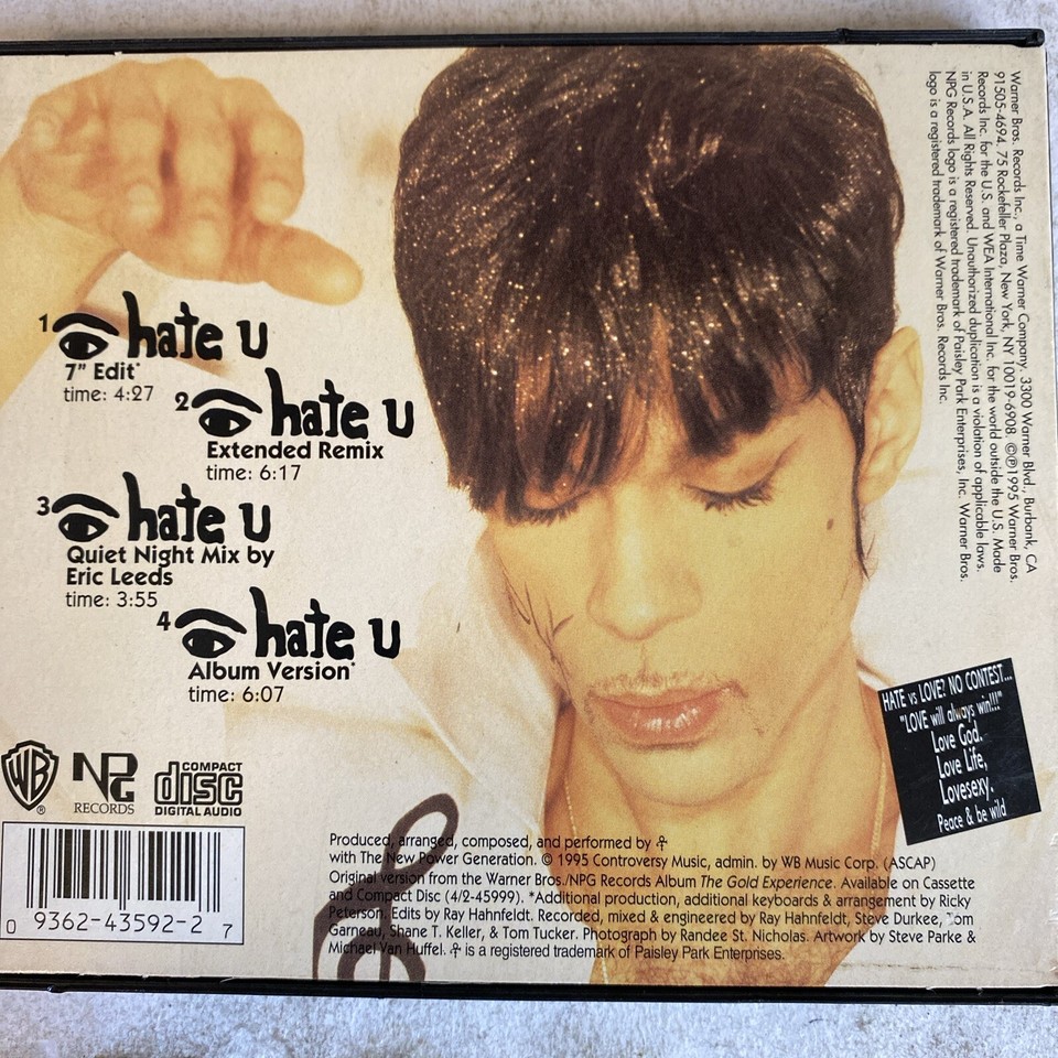 Prince CD Eye Hate U hit maxi single i hate you 4 track NPG NEAR MINT ...