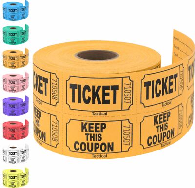500 Raffle Tickets Orange 1 of 8 Colors Double Roll Ticket for Events ...