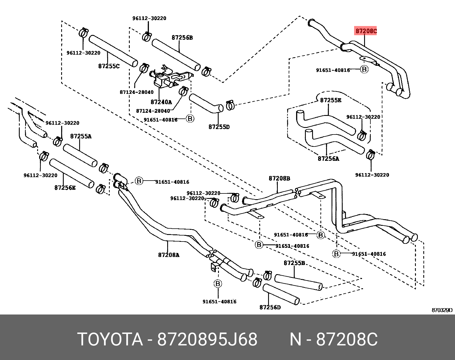 Genuine OE pipe sub-assy, heater water, c, 8720895J68 for TOYOTA 87208 ...
