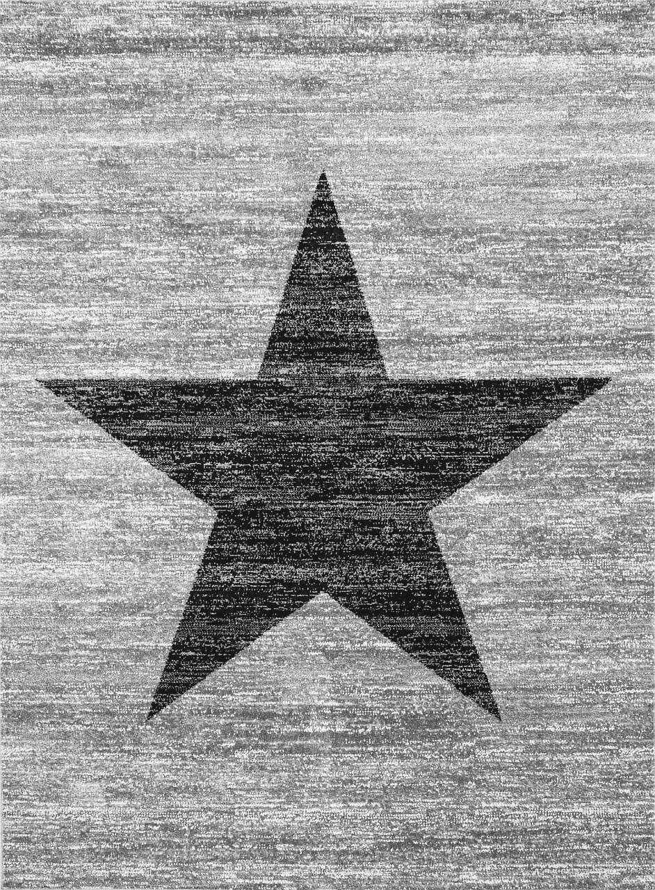 Teenager Rugs Star Pattern in Black Grey Heatset Living Room Rug - NEW ...