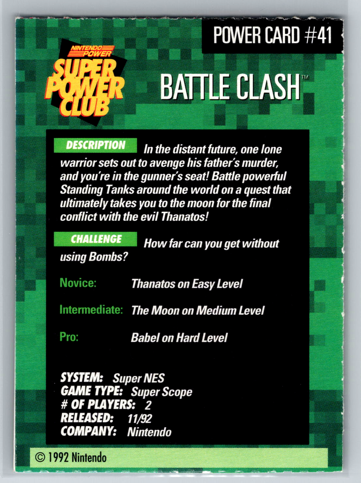 Battle Clash Nintendo Super Power Club Magazine Card #41 Perforated | eBay