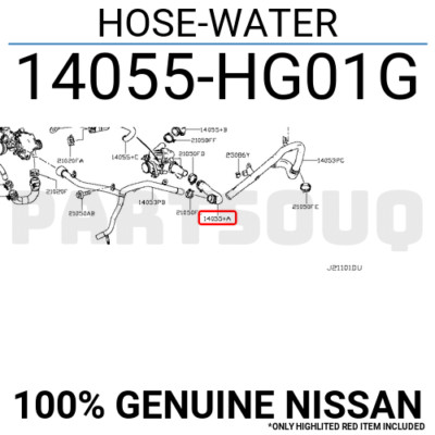 14055HG01G Genuine Nissan HOSE-WATER 14055-HG01G | eBay