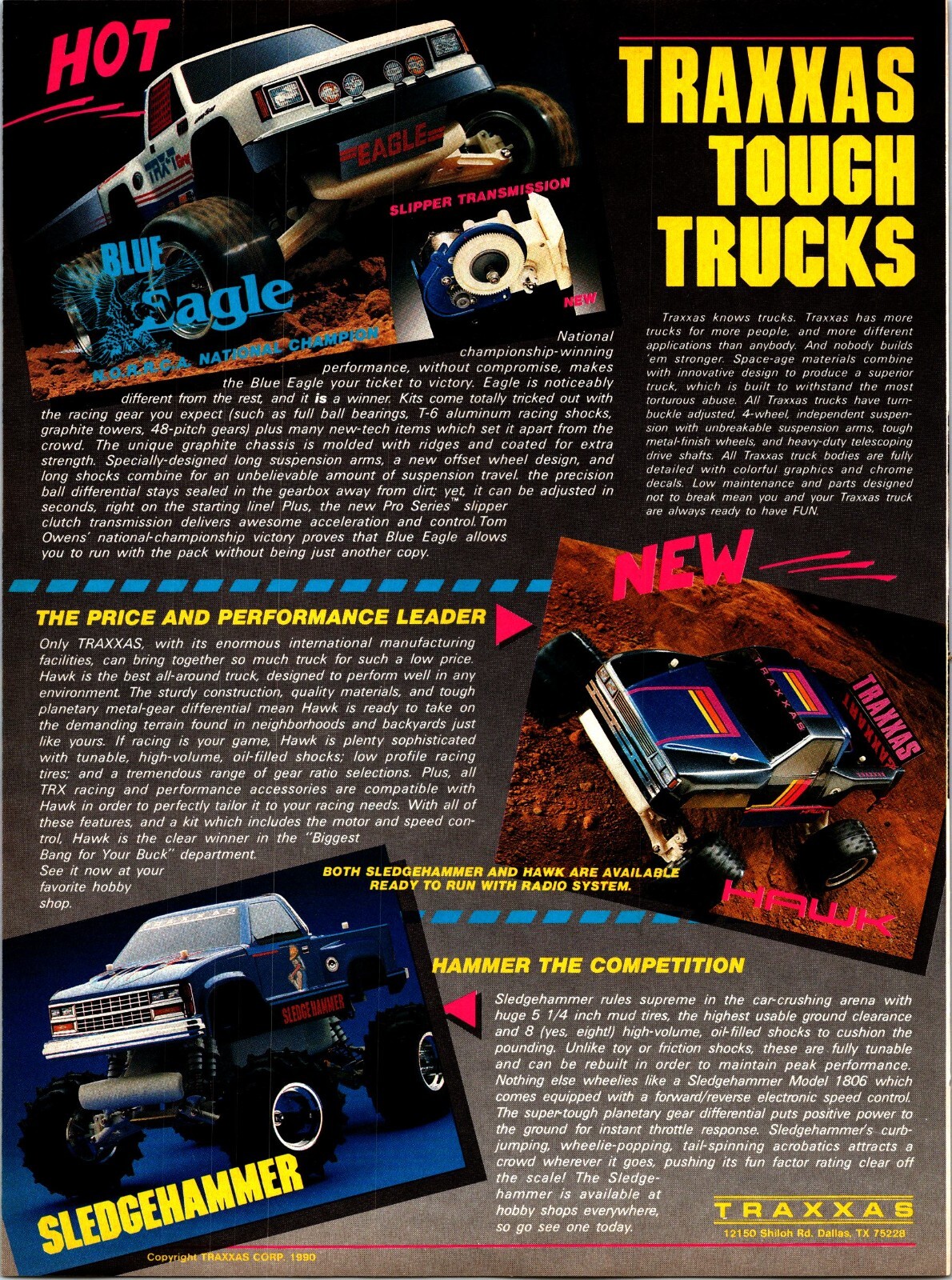 Traxxas RC Trucks Vintage 1992 Print Ad Wall Decor Hawk Sledgehammer ...