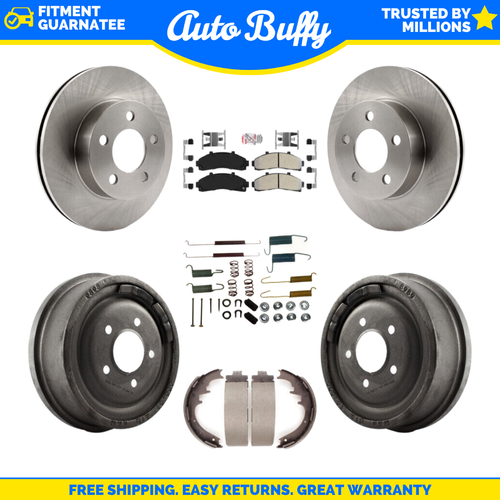 Front Rear Brake Rotors Integrally Molded Pad Drum Kit (7Pc) For Ford ...