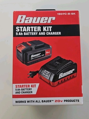 NEW Bauer Starter Kit 20V 5Ah Battery & Charger 1907C-B-SK Lithium Tool ...
