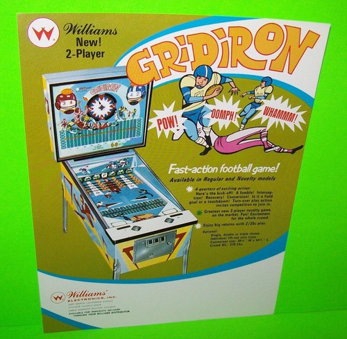 Bridiron Baseball FLYER Pinball Machine Pitch And Bat Arcade Game 1969 ...