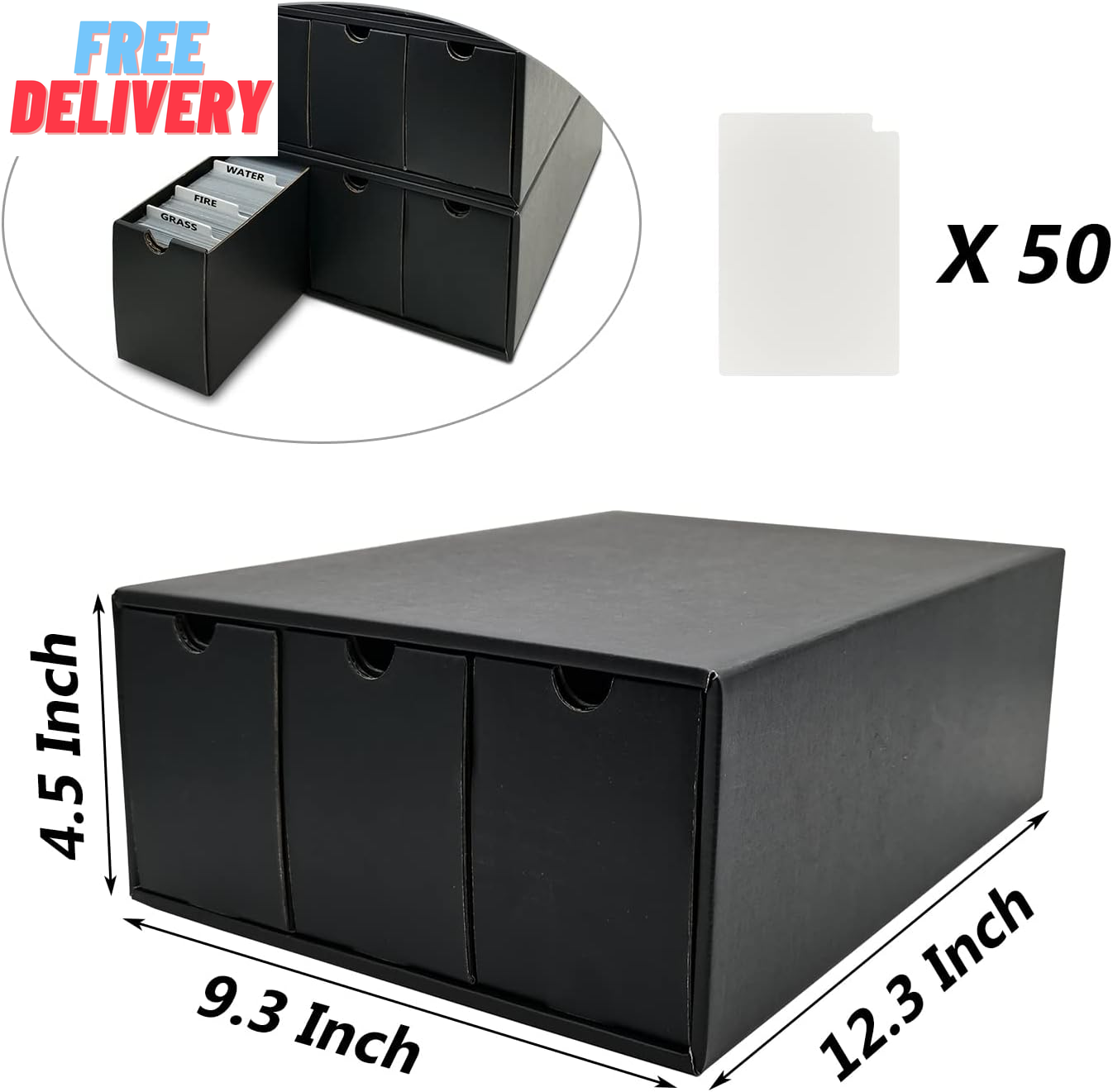 Trading Cardboard Card Storage Box - with 12 600-Count & 50 Card ...