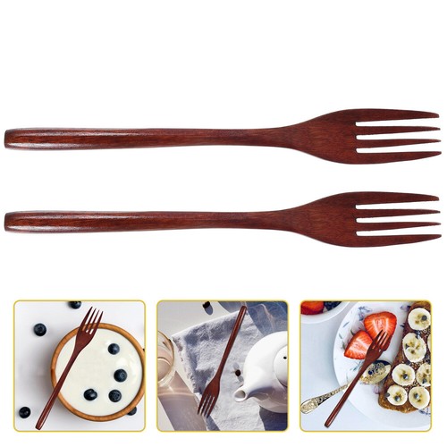 Wood Mixing Fork Set 2Pcs Natural Wooden Fork for Salad and Cooking Use ...
