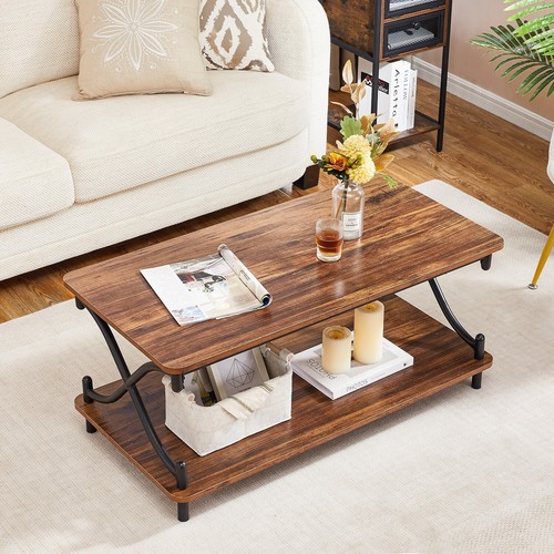 Coffee Tea Table Center Console Table With Wood Storage Shelf For ...