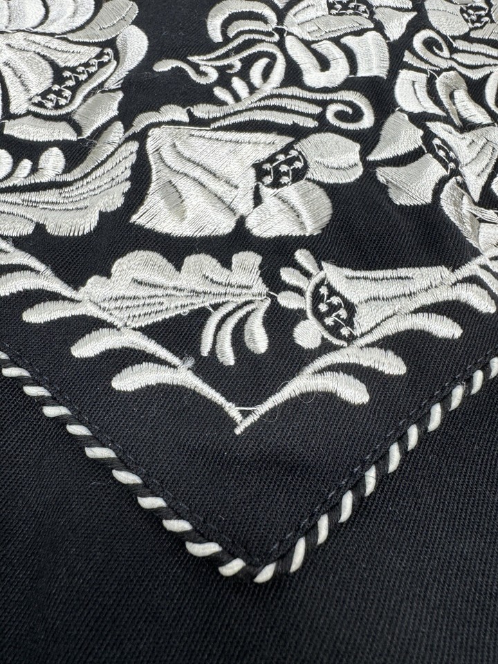 Scully Gunfighter Western Shirt Mens L Silver on Black Pearl Snap Smile ...