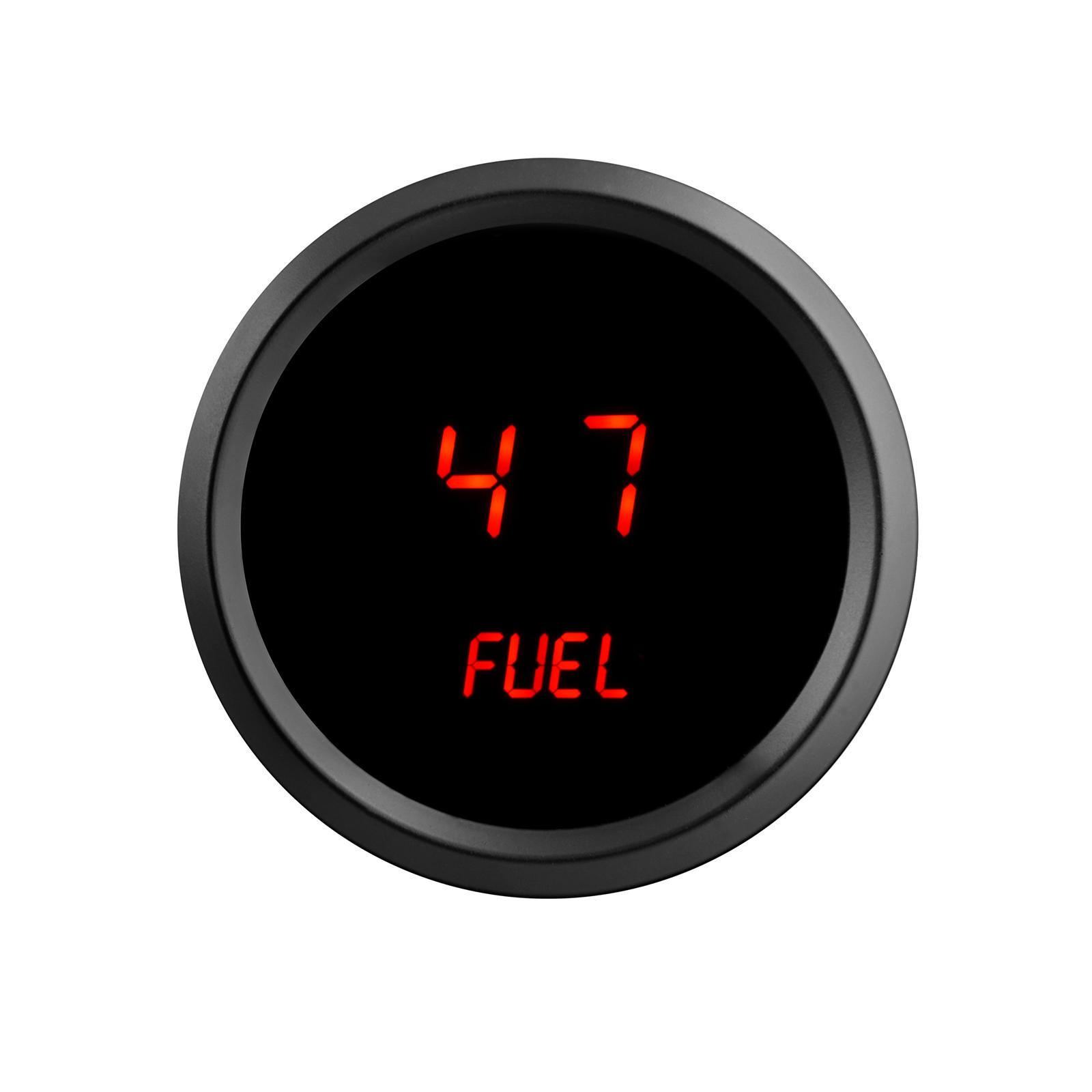 2 1/16" Universal Digital Fuel Gauge Red LEDs Black Bezel Lifetime ...