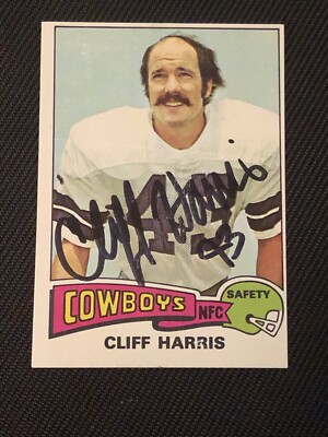 HOF CLIFF HARRIS 1975 TOPPS ROOKIE SIGNED AUTOGRAPHED CARD #490 DALLAS ...