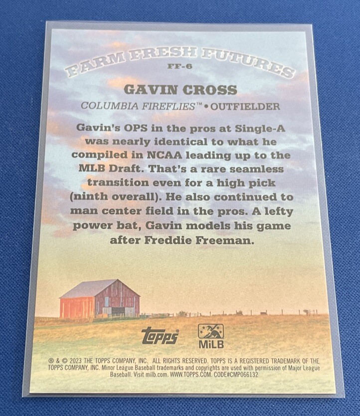 2023 Topps Pro Debut Farm Fresh Futures #FF-6 Gavin Cross Columbia ...
