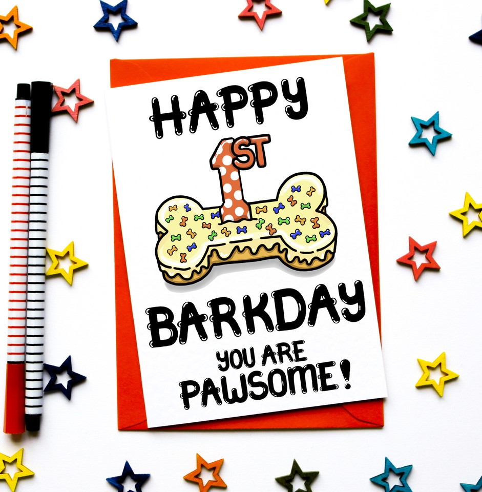 Dog Birthday Barkday Card for the Dogs 1st Birthday First Puppy Barkday ...