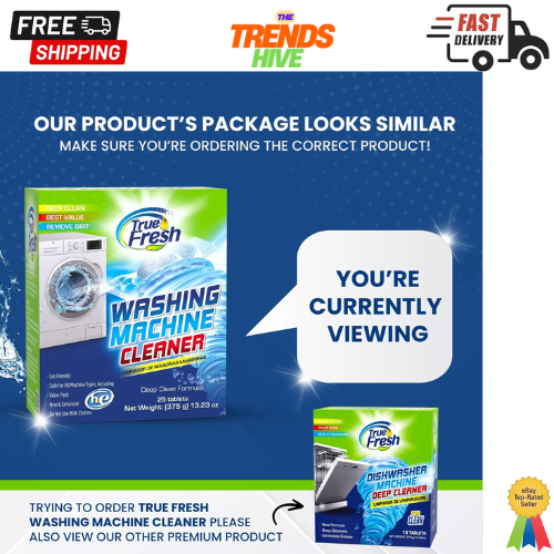 True Fresh Washing Machine Cleaning Tablets Washer Cleaner Tablets 25 ...