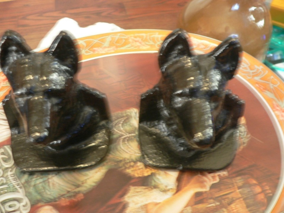 Vintage Cast Iron German Shepherd Dog Bookends Doorstop litco circa ...
