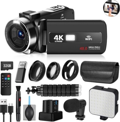 NBD 4K Video Camera 18x 60FPS Camcorder WiFi IR Night Vision Vlogging ...