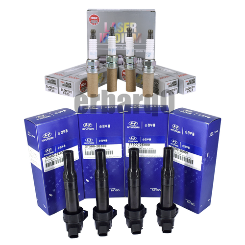 4x Genuine Ignition Coils UF651 & Spark Plugs 9723 For Hyundai Elantra ...