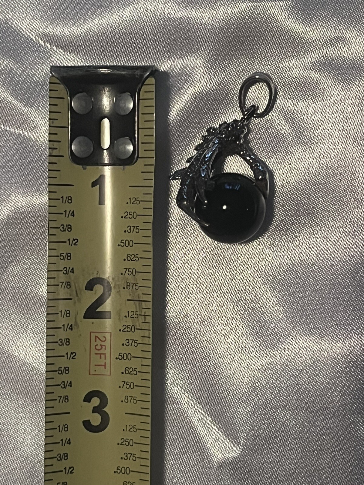 BIRD CLAW/TALON PENDANT W/ FAUX ROUND BLACK STONE - Gem